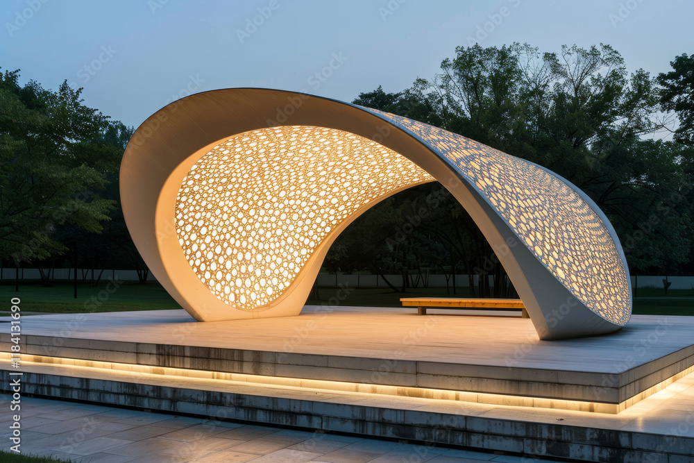 Seashell-inspired acoustic pavilion with intricate calcium carbonate ...