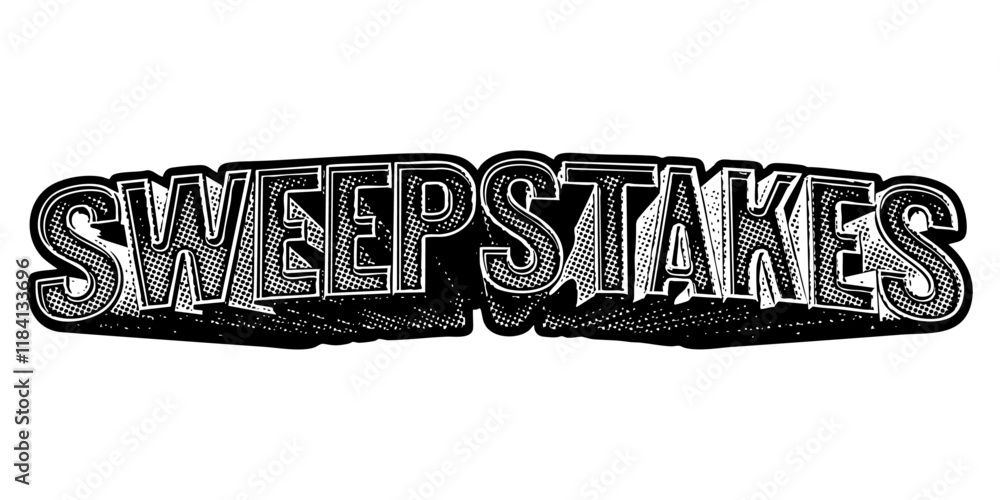 Word ‘Sweepstakes’ written in three-dimensional one-point perspective ...