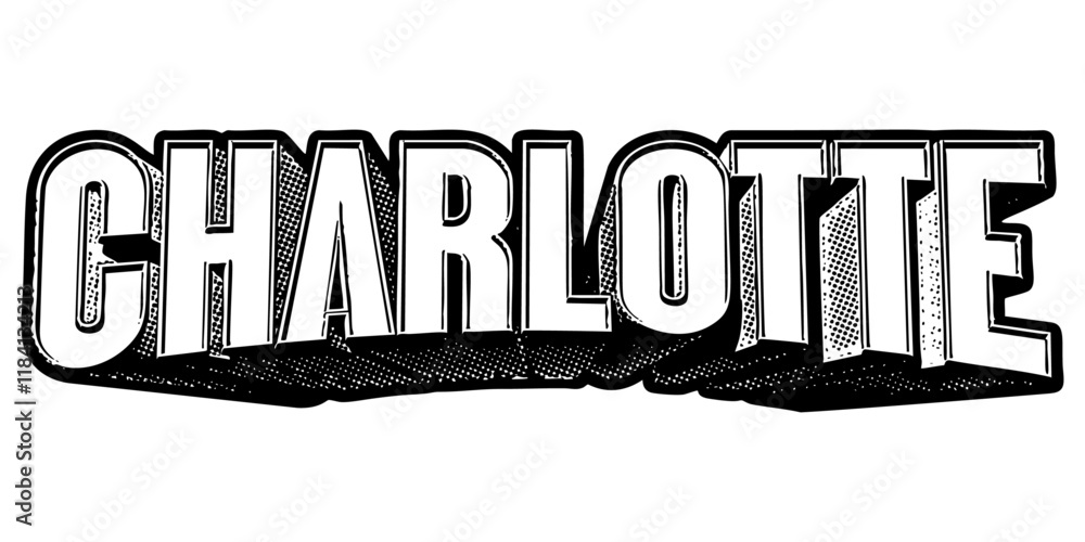 ‘Charlotte’ written in three-dimensional one-point perspective retro ...