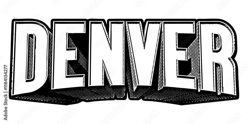 ‘Denver’ written in three-dimensional one-point perspective retro ...
