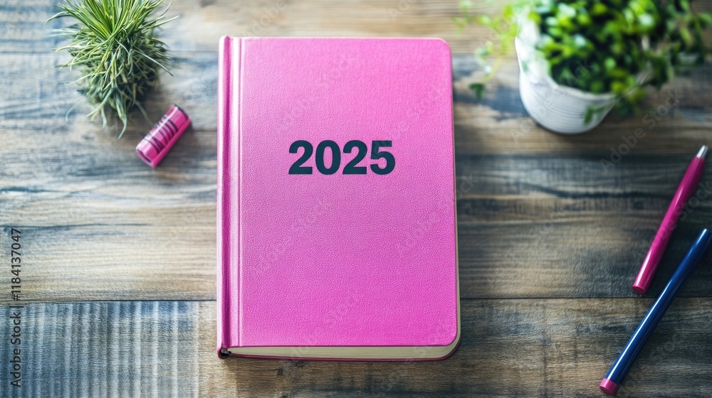 pink book displaying numbers 2025. new knowledge and beginnings ...