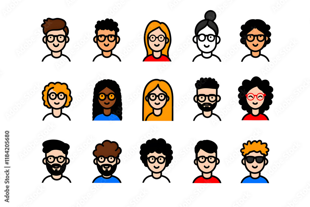Icons for profile pictures bundle, different male and female characters ...