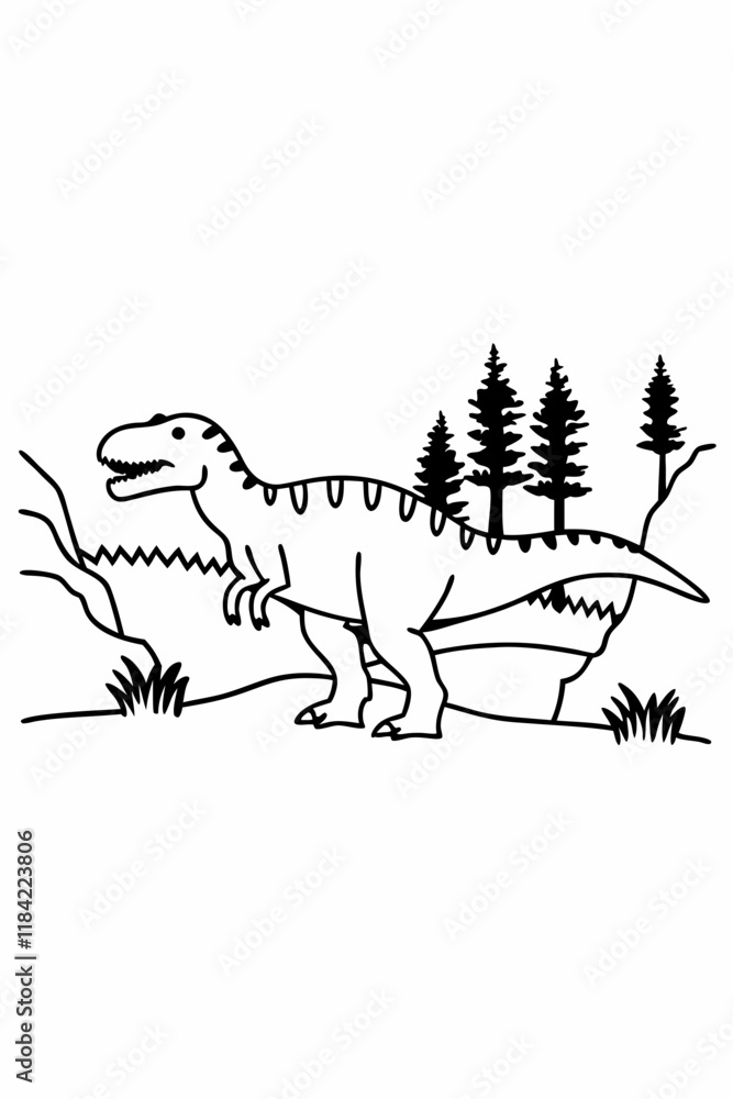 Jurassic Tyrannosaurus Rex Outline - Printable A4 Vector Coloring Sheet ...