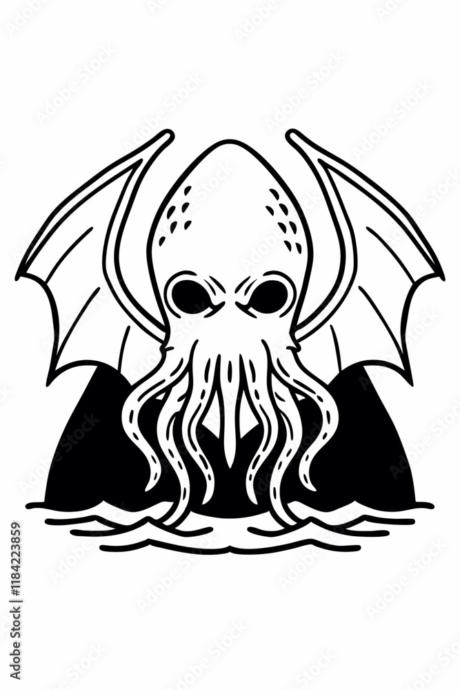 Eldritch Cthulhu A4 Coloring Page - Vector SVG Lovecraftian Horror ...