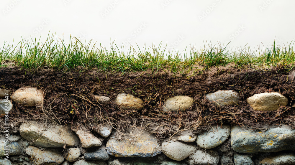 Foto stock di Soil Slice Side Perspective, Cross-section of Earth ...