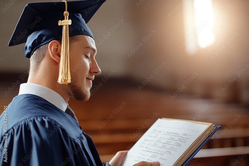 Stock-Foto „A young graduate wearing a traditional graduation cap and ...