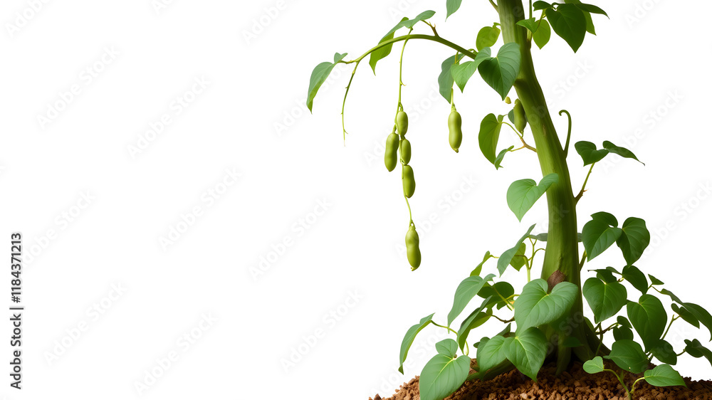 Beanstalk grown from magic beans, white background. Generative AI Stock ...