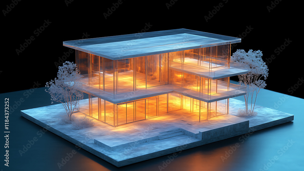 transparent architectural model showcasing modern building design with ...