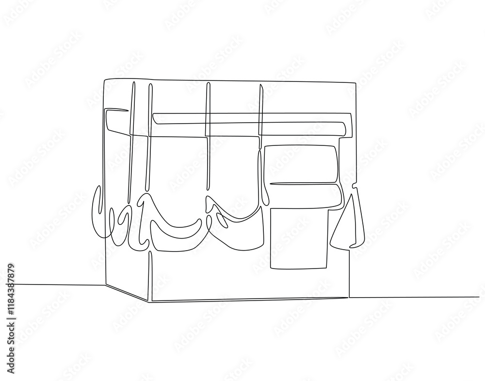 Continuous line drawing of kaaba mecca. Single line illustration of ...