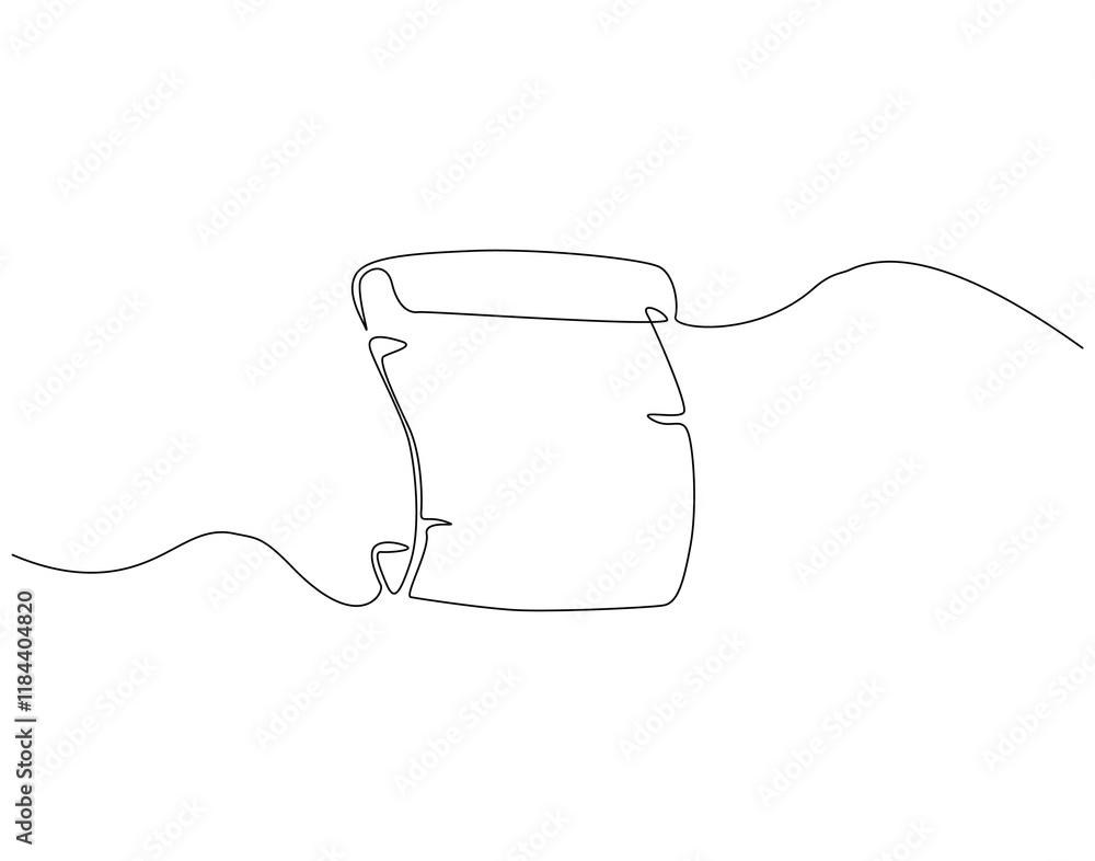 Continuous line drawing of old roll paper. Single line illustration of ...