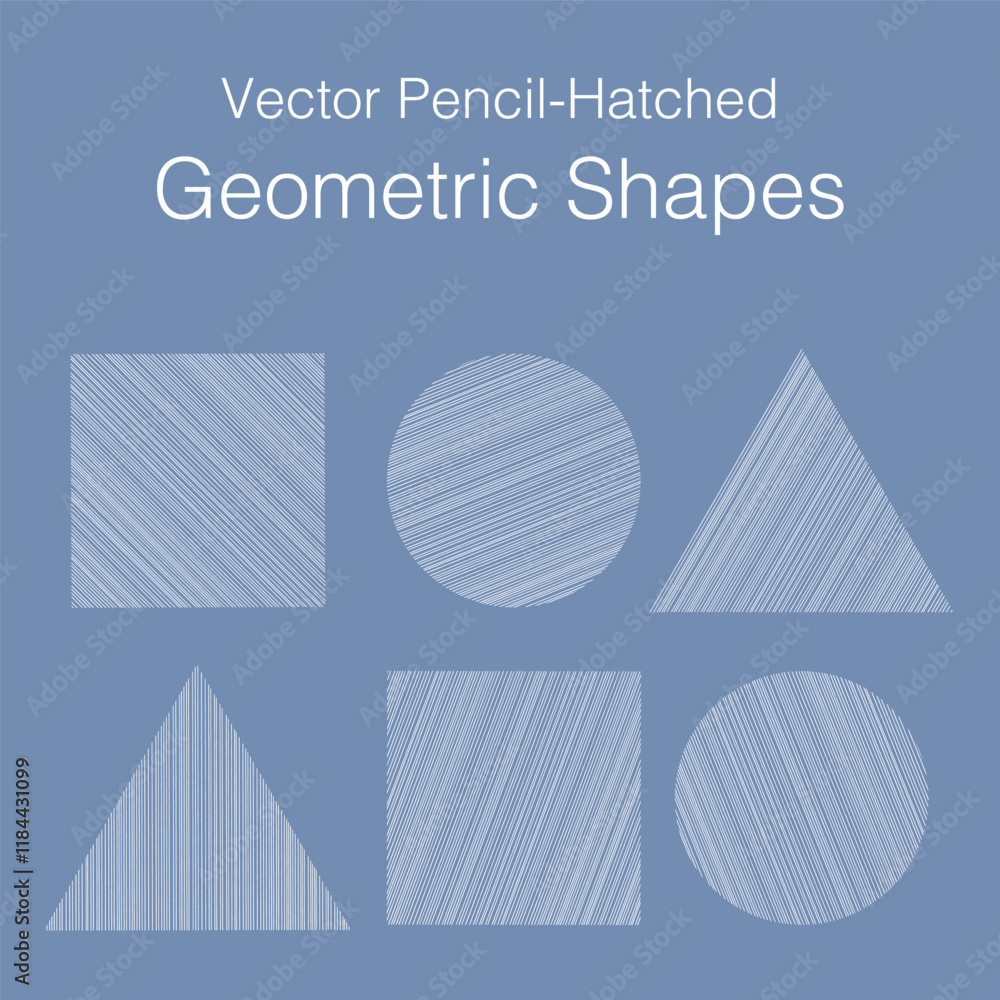 Pencil hatched shapes Vector Clipart Set basic geometric shapes circle ...