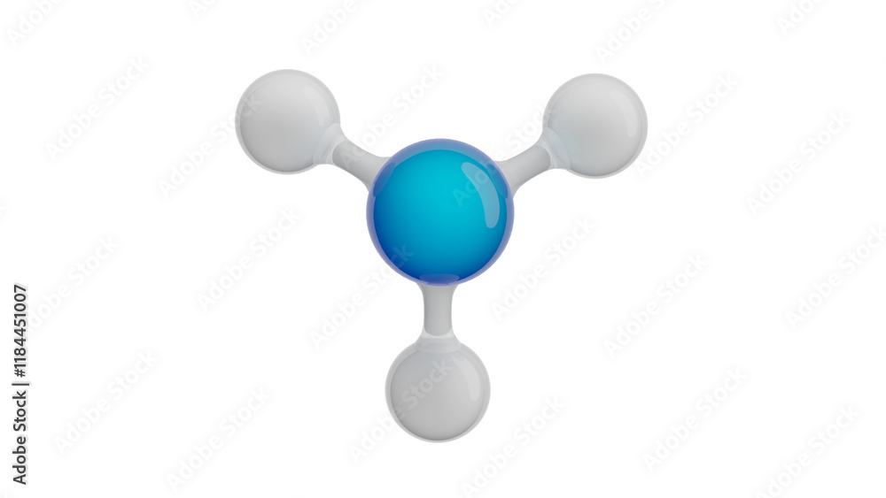 Molecule of Ammonia. Molecular formula: NH3. Chemical model: Ball and ...