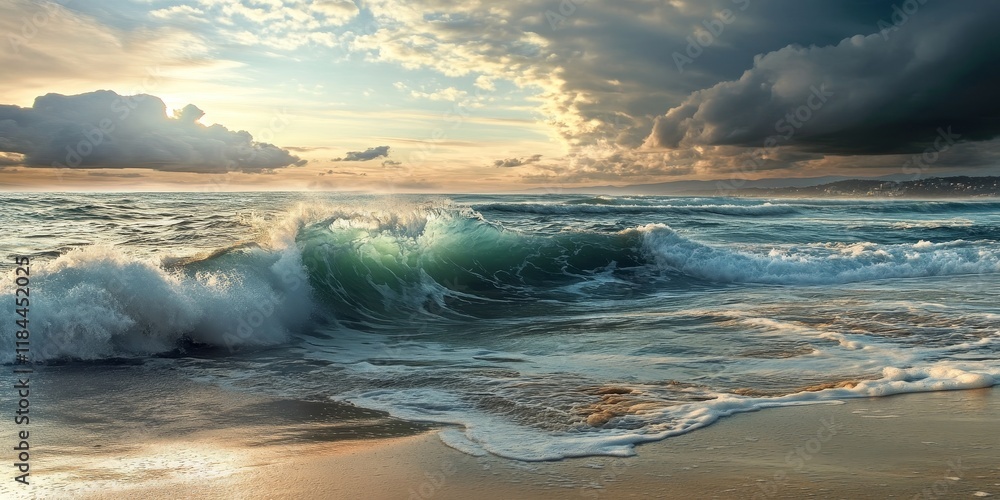 Dynamic riptide at the beach showcases powerful rip currents, creating ...