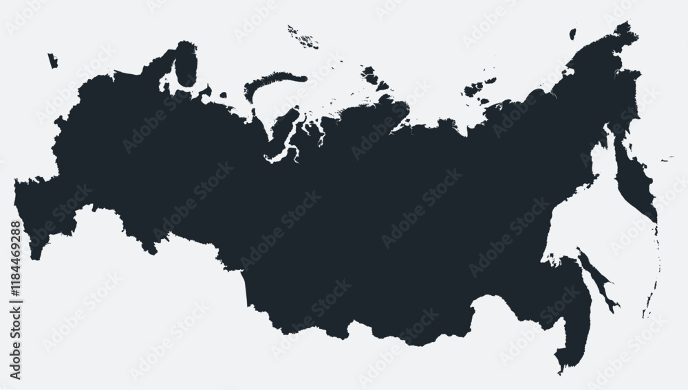 Russia map. Just a simple border map. Shape of the country. Flat blank ...