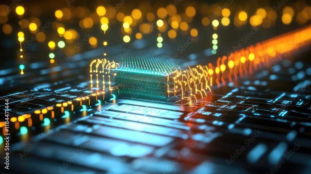 Visualization of a quantum photonic computing system, with photons ...