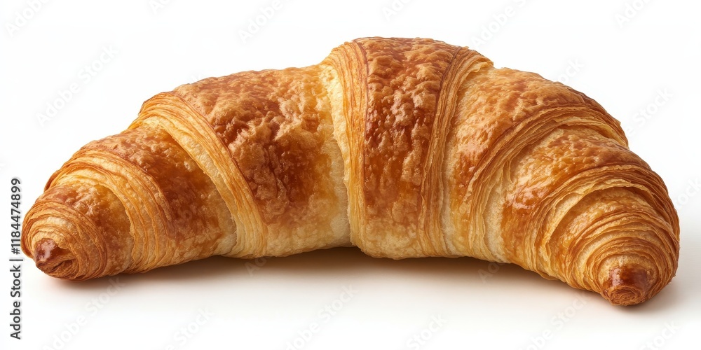 Large croissant displayed in isolation against a white background ...