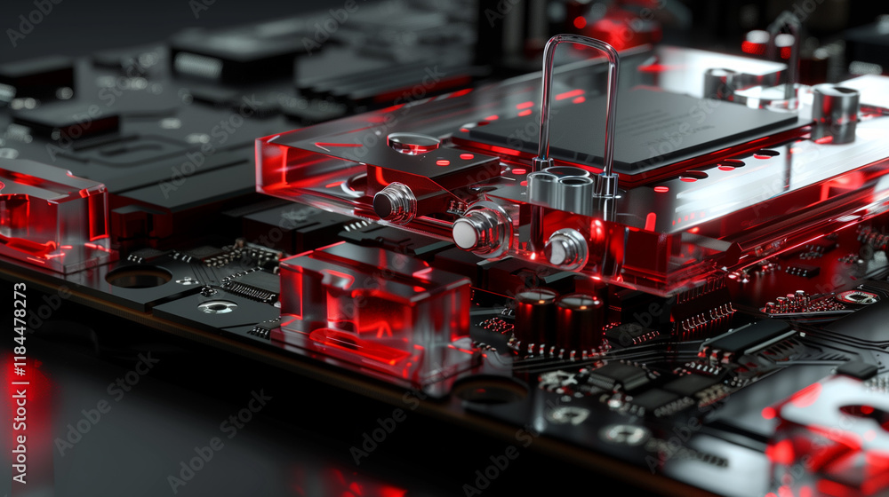 Hi-Tech futuristic CPU Chip Motherboard computer processor. Smart chip ...