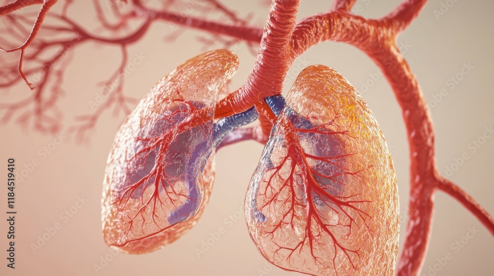 Human lung anatomy illustration, alveoli and bronchial tree clearly ...