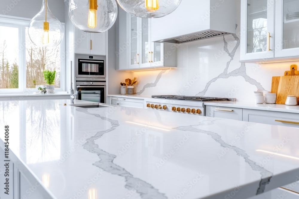 A modern kitchen being upgraded with smart appliances and marble ...