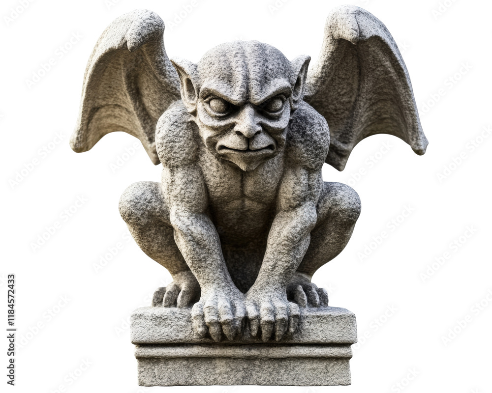 stone gargoyle statue with detailed features and wings, showcasing ...