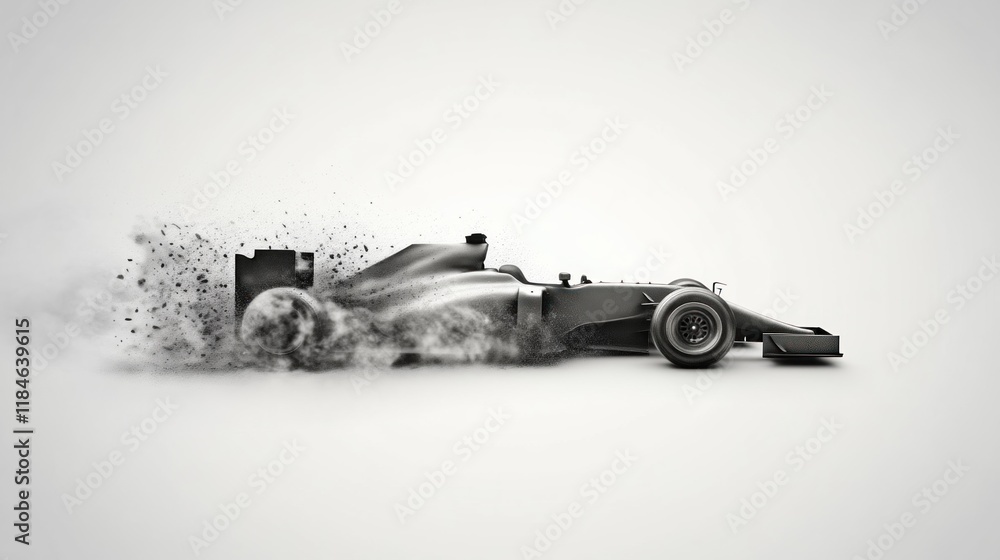 Racing car acceleration studio setting digital art minimalist ...