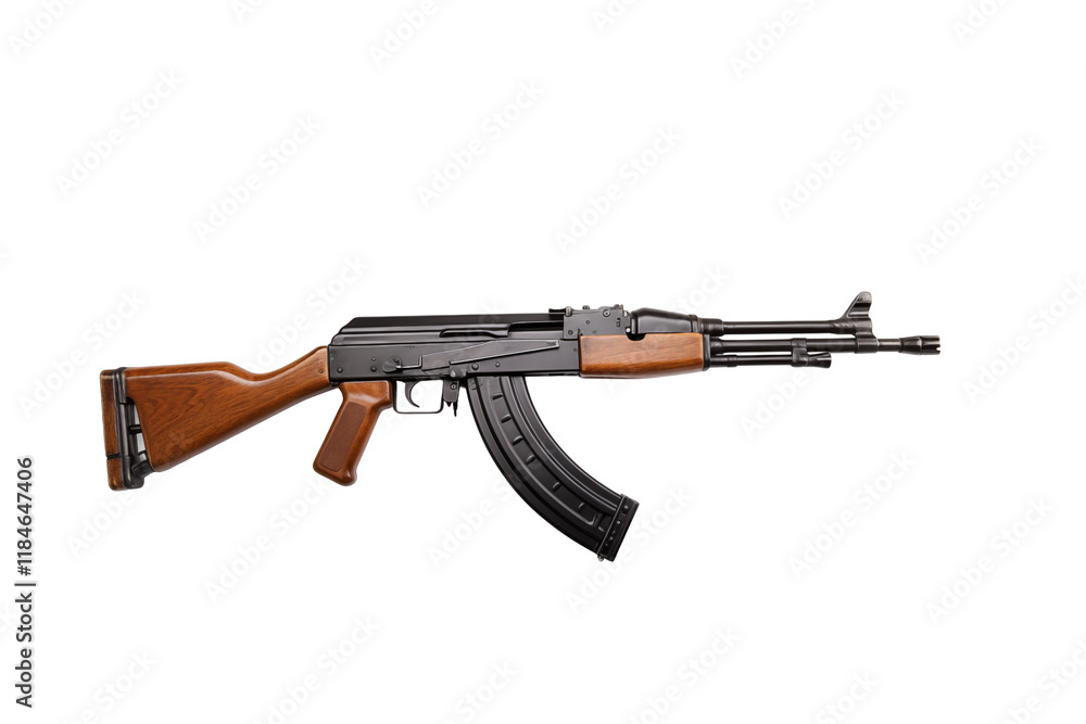 Stock-Foto „AK-47 Assault Rifle on Transparent Background – Iconic Firearm Design for Military ...