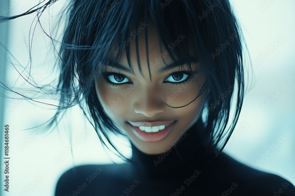Attractive happy black girl - for ads, marketing material and web use ...