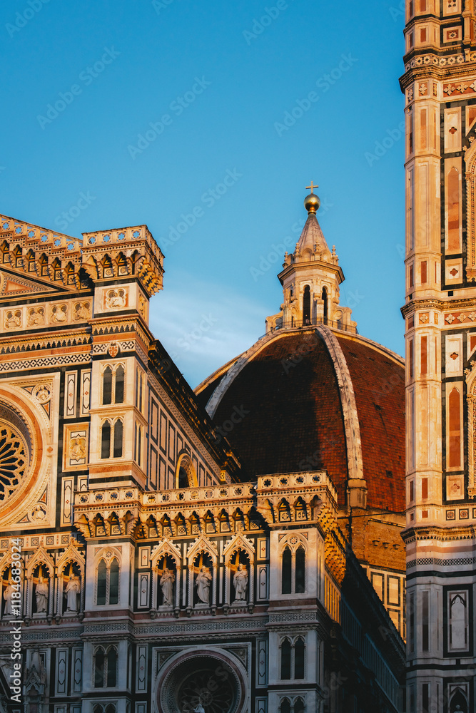 View of the ornate cathedral of Santa Maria del Fiore with its iconic ...