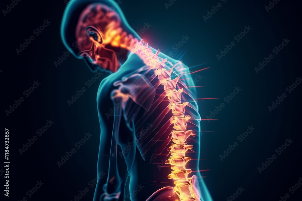 Visual representation of spine injury pain in the sacral and cervical ...