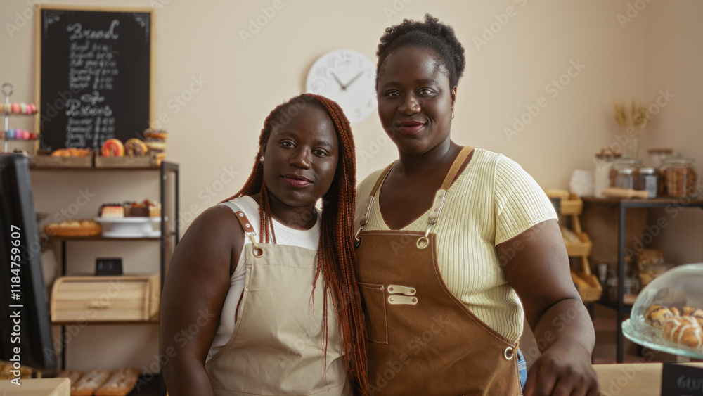 African american black women bakers standing in a bakery shop interior ...