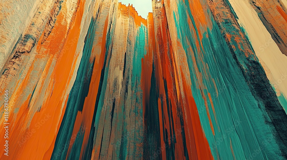 **Towering vertical streaks of abstract paint strokes in overlapping ...