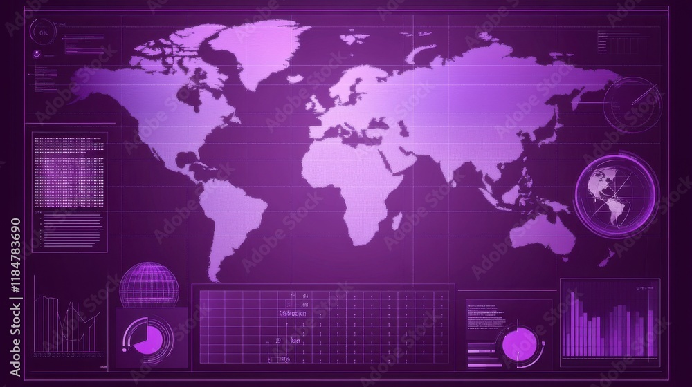 Global Data Visualization Dashboard - Futuristic World Map Interface ...