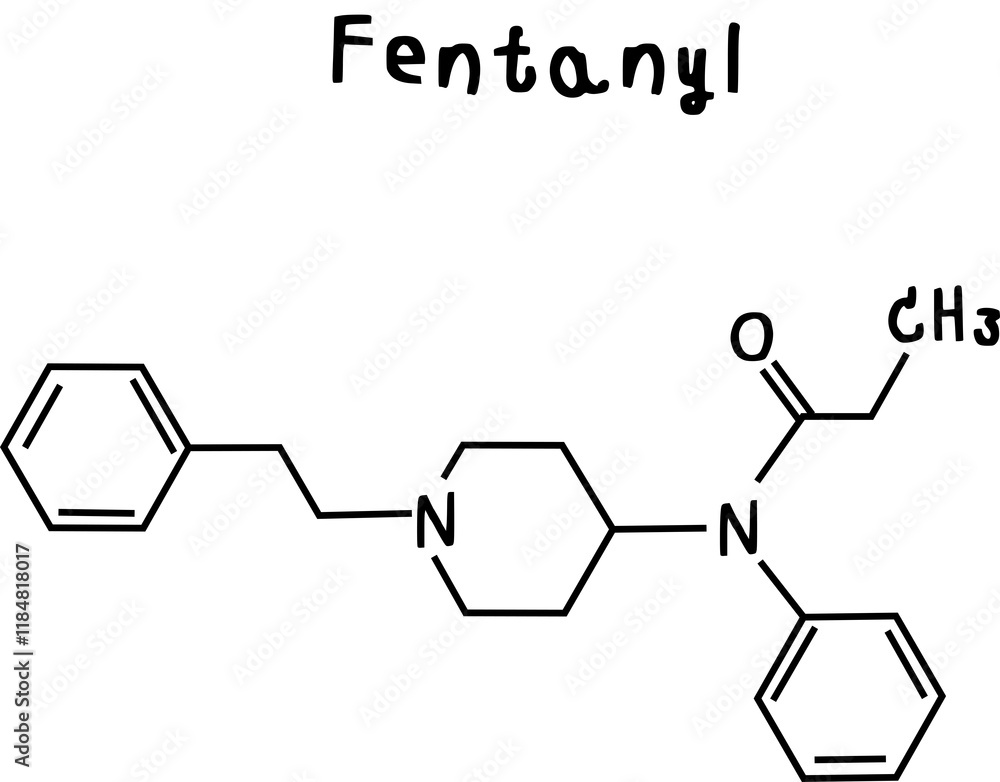 Fentanyl or chemical structure of Fentanyl isolate vector on ...