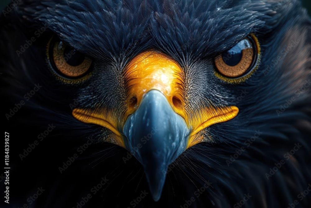 powerful black eagle portrait in professional studio setting with ...