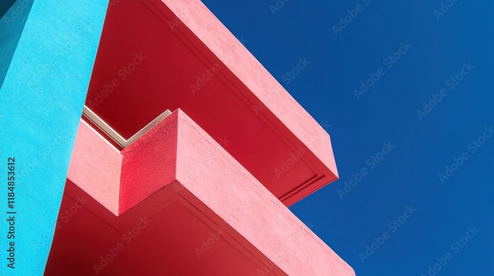 striking architectural design showcases a building with vibrant blue ...