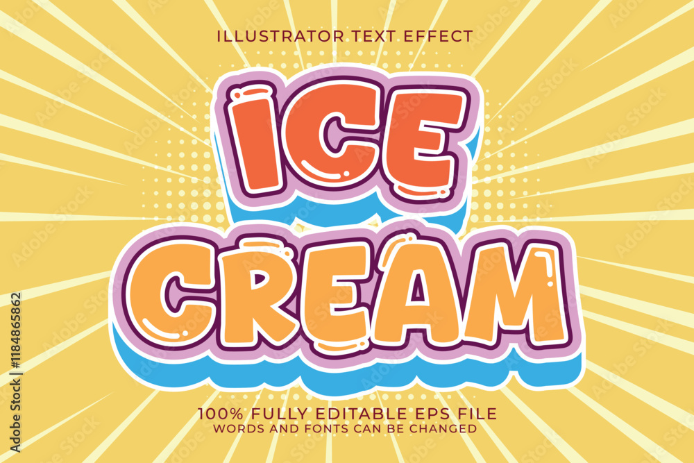 ice cream text effect, editable font, typography, 3d text for food ...