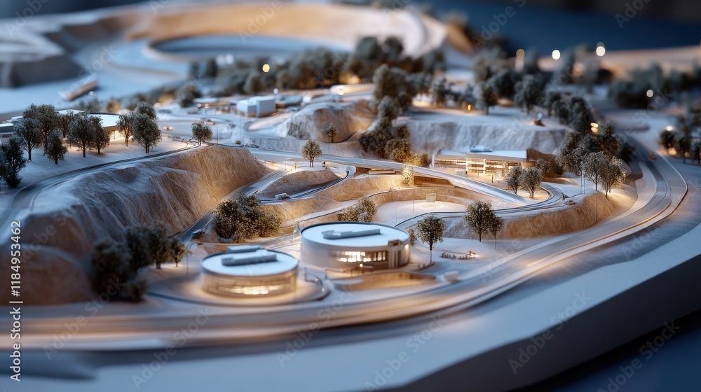 Ilustración de Stock Engineers designing a layout for an open-pit mine ...