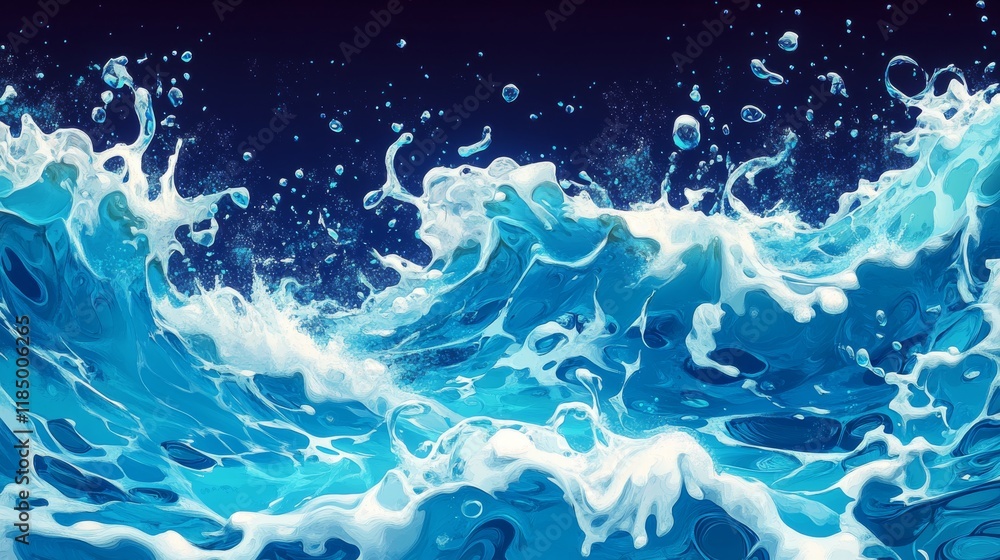 Stock-Illustration „Cartoon water splash and surf wave. Cute comic sea ...