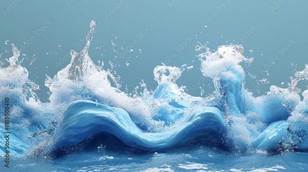 Stock-Illustration „Cartoon water splash and surf wave. Cute comic sea ...