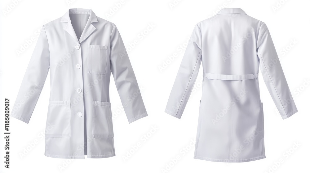 White doctor coat, medical uniform isolated on transparent background ...