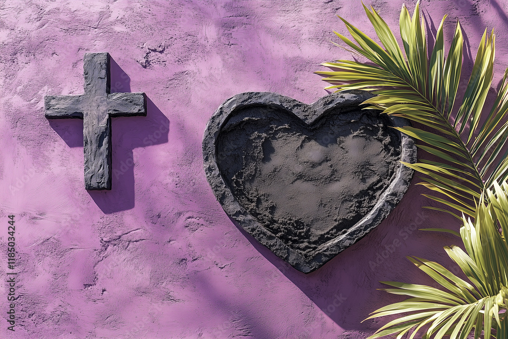 Ash Wednesday, Lent Season and Holy Week concept. Christian crosses and ...
