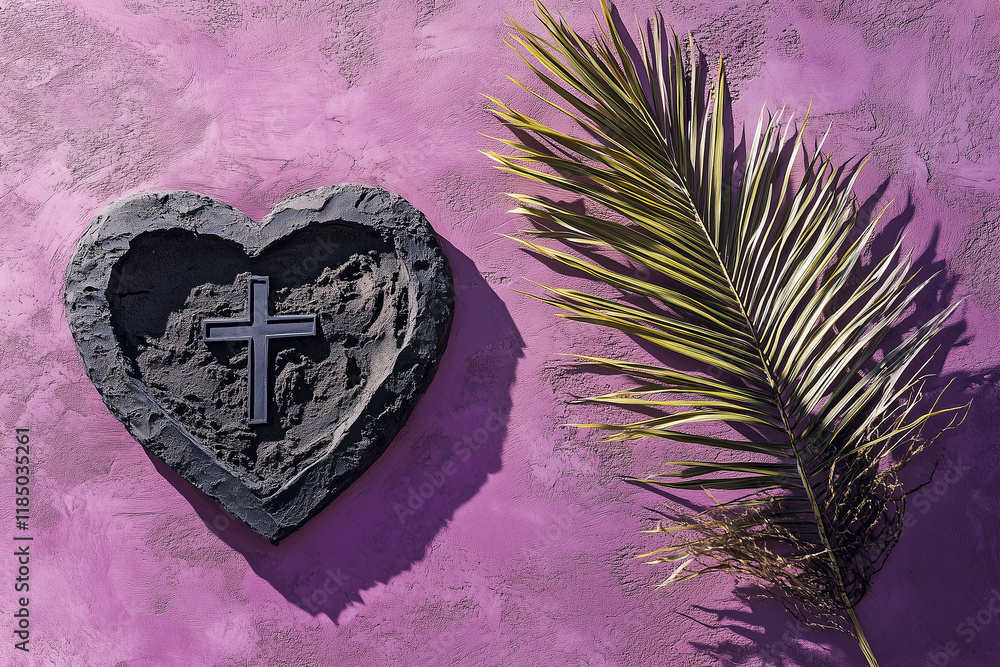 Ash Wednesday, Lent Season and Holy Week concept. Christian crosses and ...