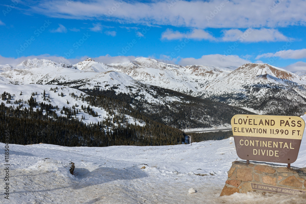 Loveland Pass, Colorado, geological point of interest marker showing ...