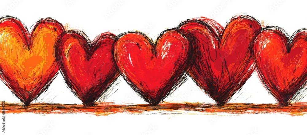 Cute little hearts in a seamless, hand-drawn pattern for use on ...