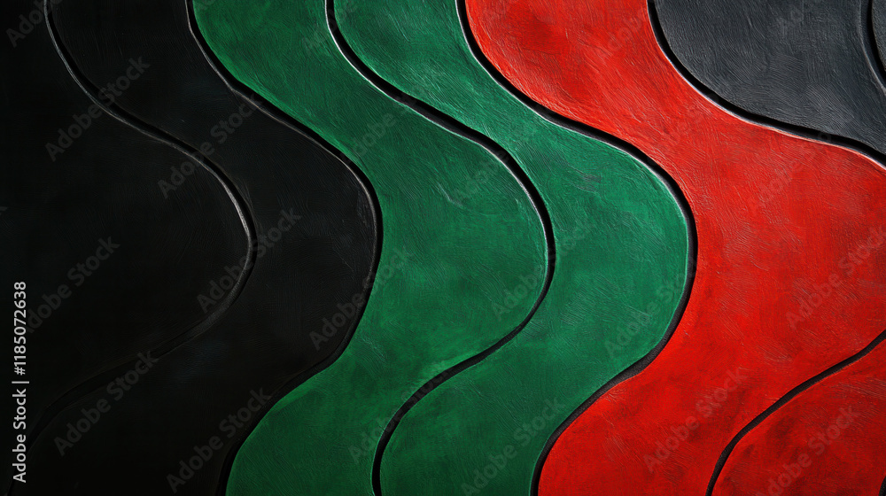 Black History Month color palette in a flowing fabric texture. Stock ...