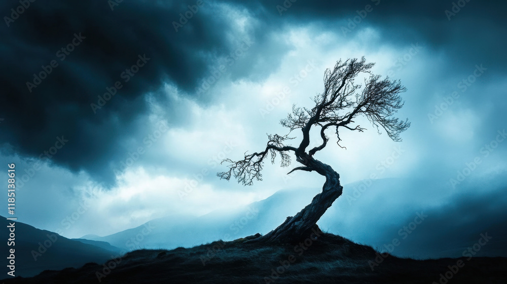 Truncated, A storm-damaged tree trunk with jagged edges, showcasing ...