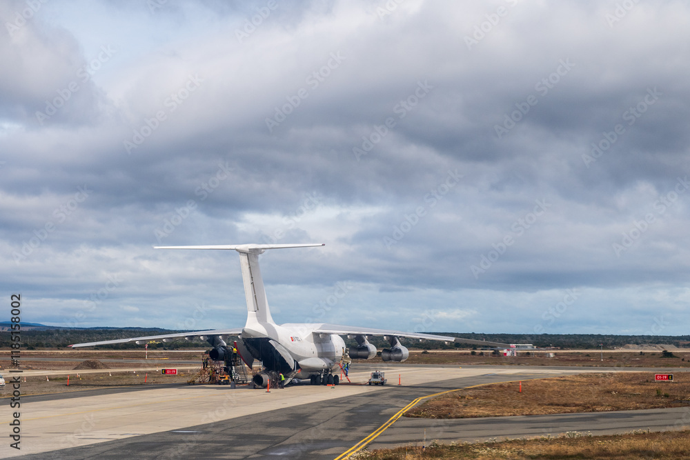 Punta Arenas, Chile - February 3, 2024. An Illyushin II-76TD cargo ...
