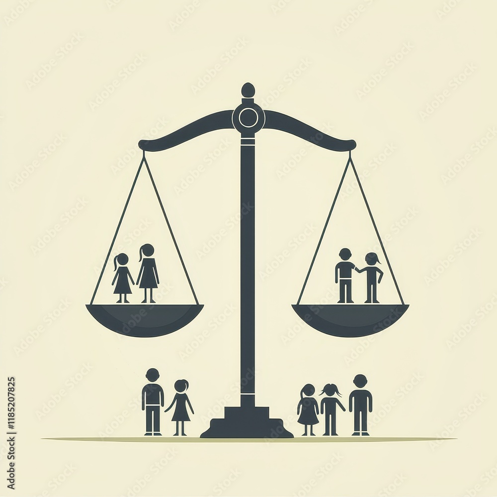 Gender Equality Representation in Balance Scale Graphic Design Stock ...