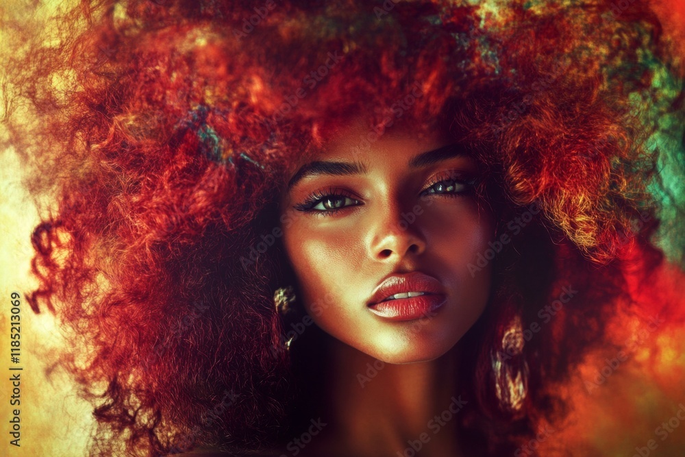 Commercial ad campaign artwork idea. Attractive calm mixed-race girl ...