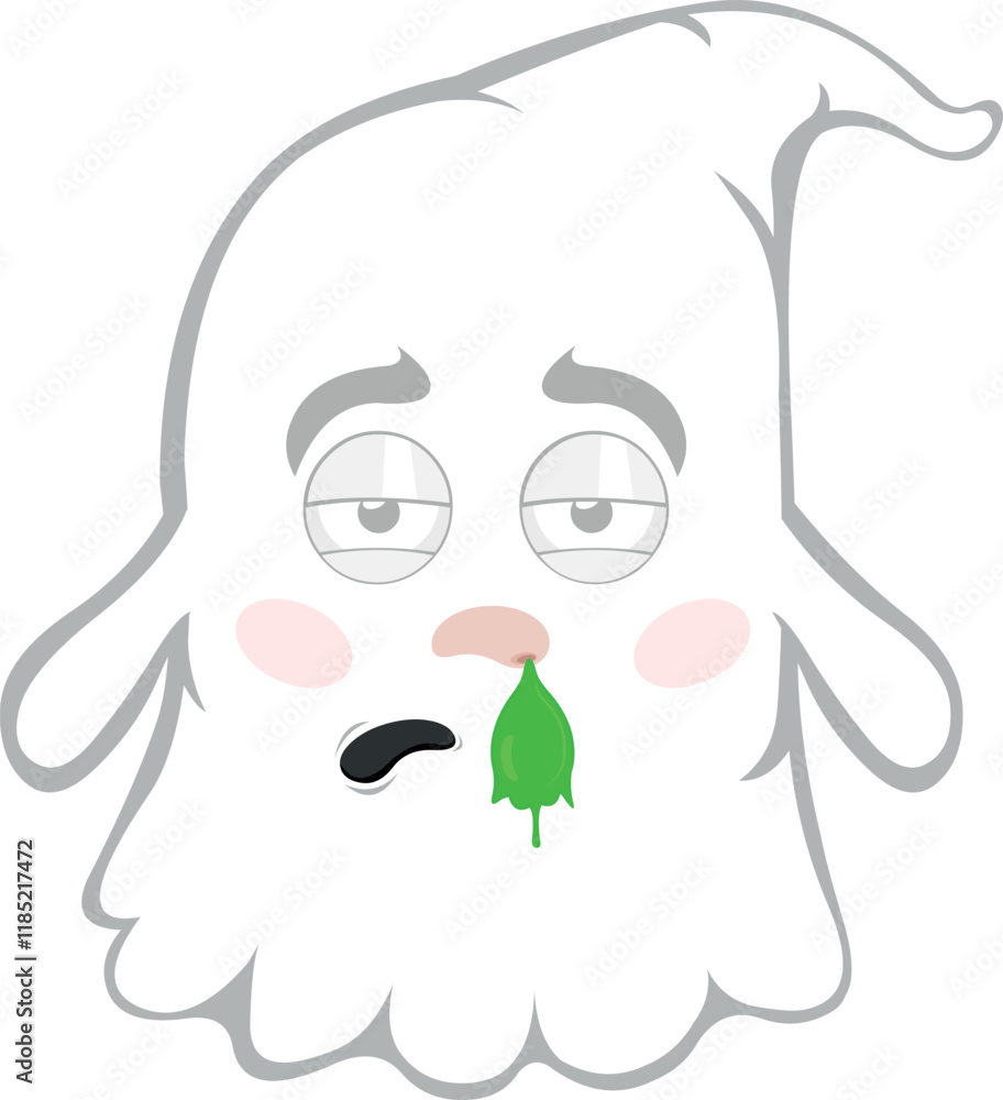 vector illustration character ghost cartoon, pale with flu symptoms and ...